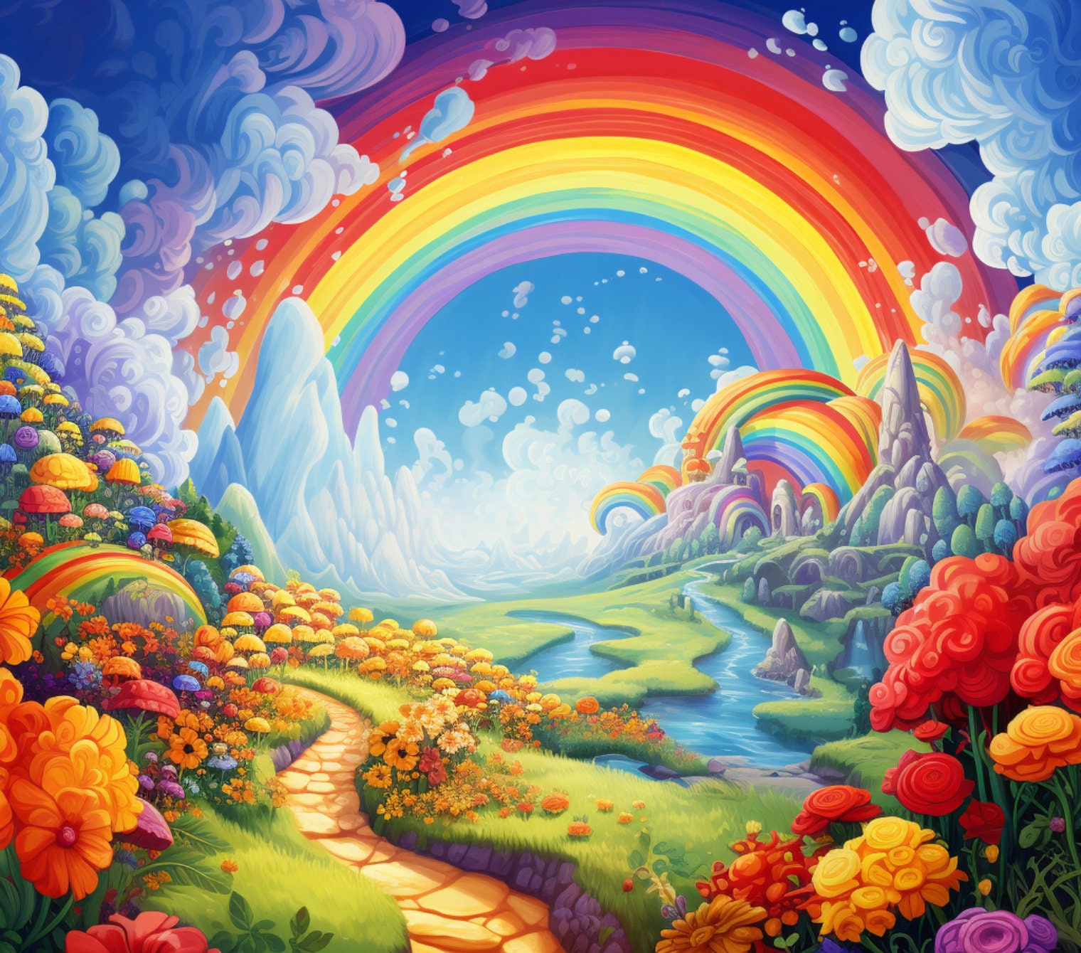 Rainbow Land Happy Place - 3D Sublimation 20 Oz Skinny Straight Tumbler ...