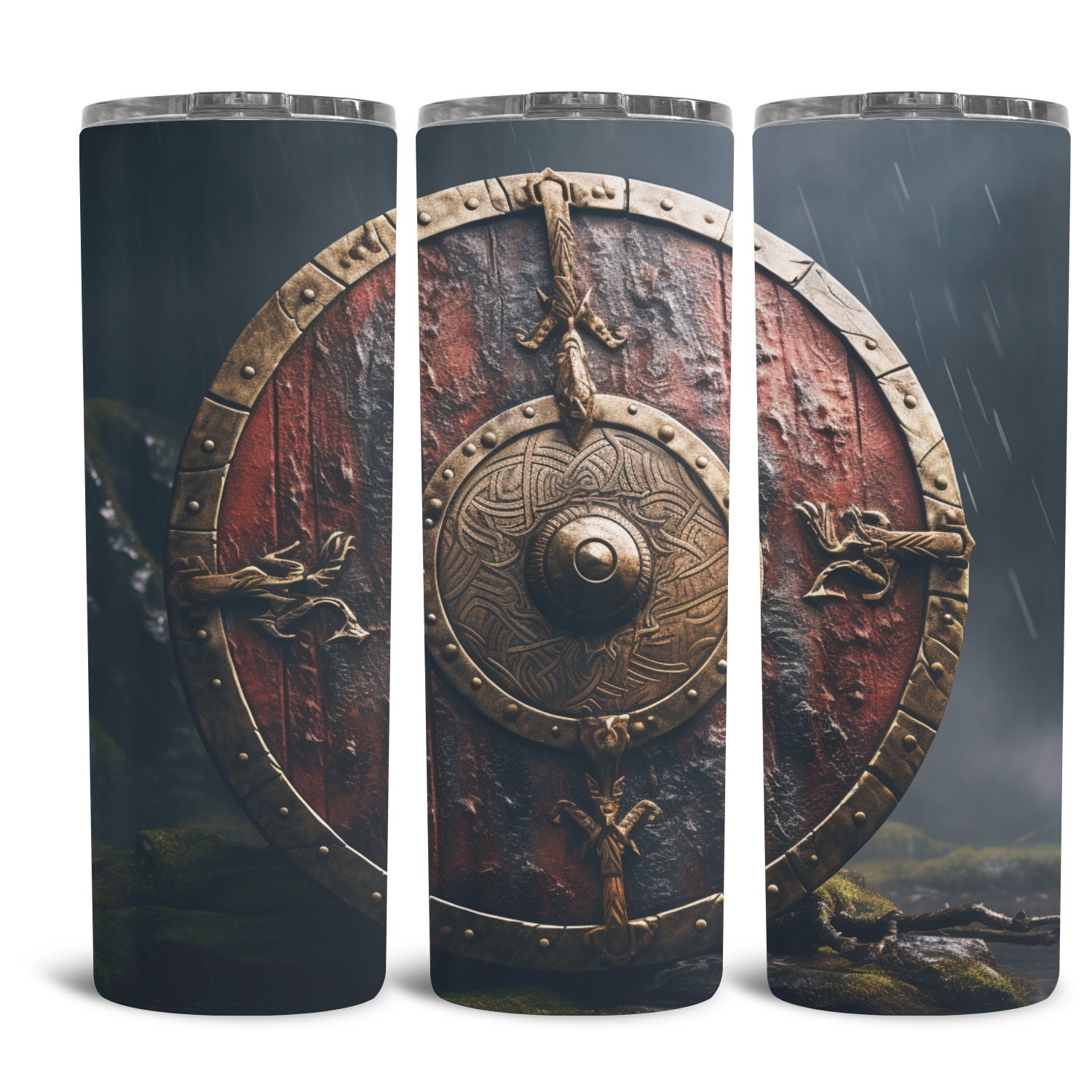 Wooden Viking War Shield - 3D Sublimation 20 Oz Skinny Straight Tumbler ...