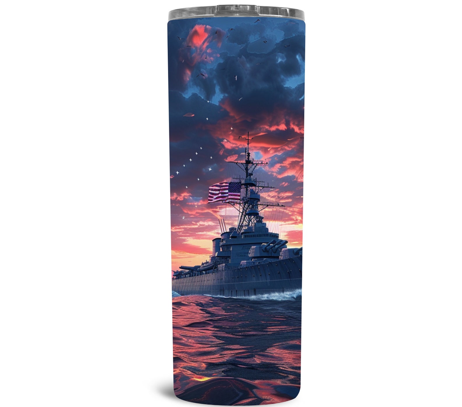 U.S. Navy Battleship Cruising Ocean During Sunset 3d Sublimation Skinny ...