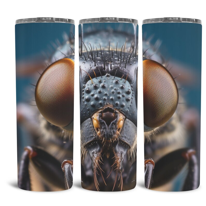 Extreme Close up of a Fly Face - 3D Sublimation 20 Oz Skinny Straight ...