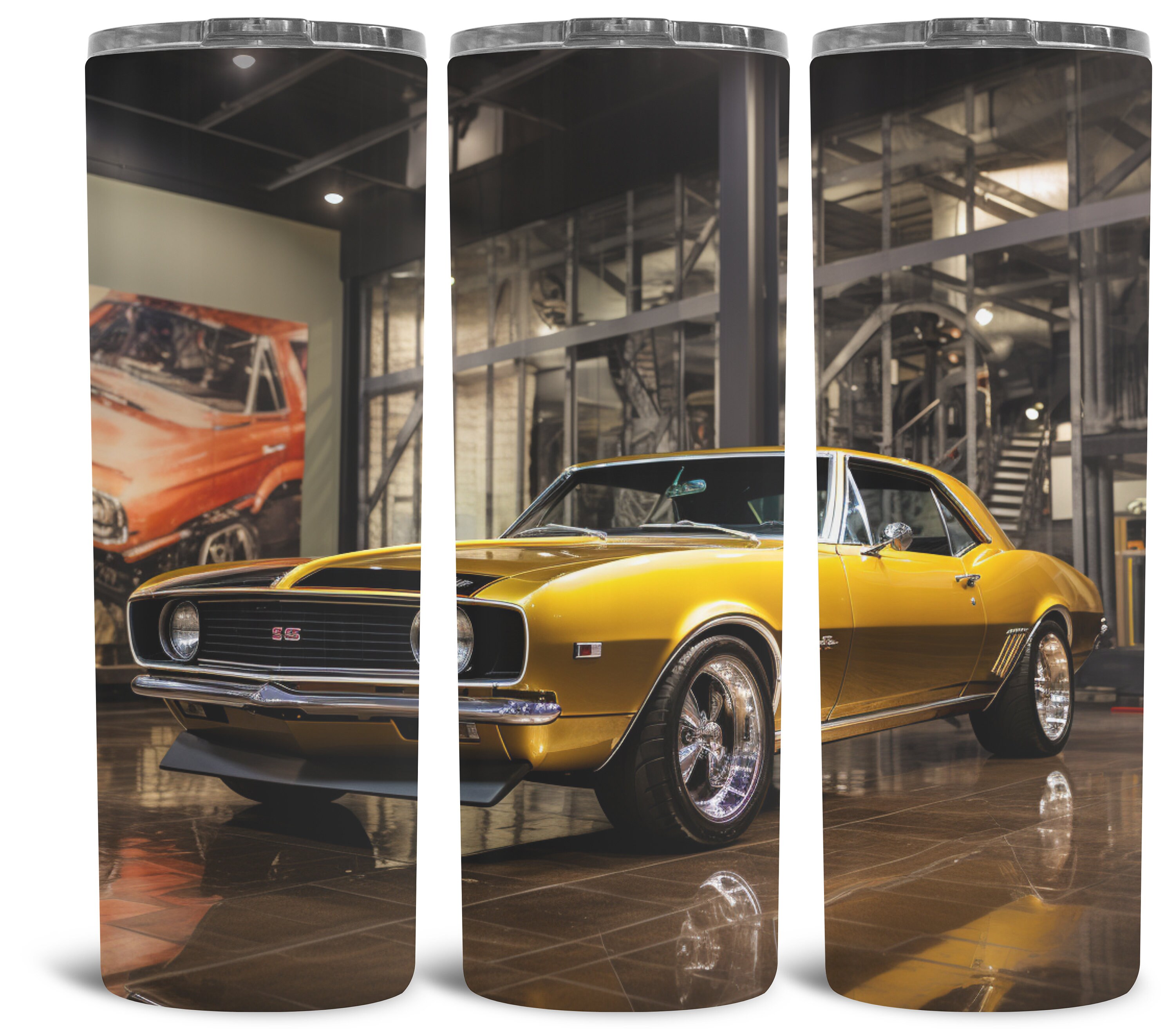Classic 1967 Gold Chevy Camaro - 3D Sublimation 20 Oz Skinny Straight ...