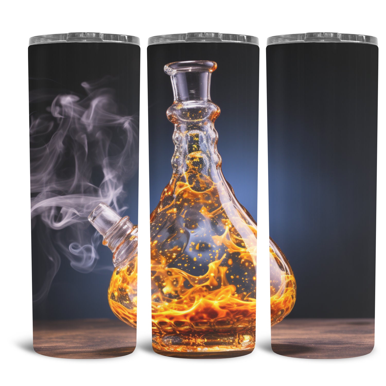 Amber Splashed Glass Smoking Bong - 3D Sublimation 20 Oz Skinny ...