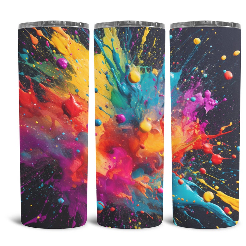 Colorful Paint Splatter Art Print - 3D Sublimation 20 Oz Skinny ...