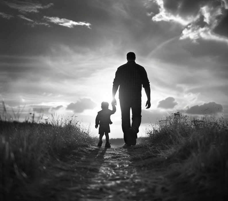 Father's Son Holding Hands Walking Beach Into Sunset 3D Sublimation ...