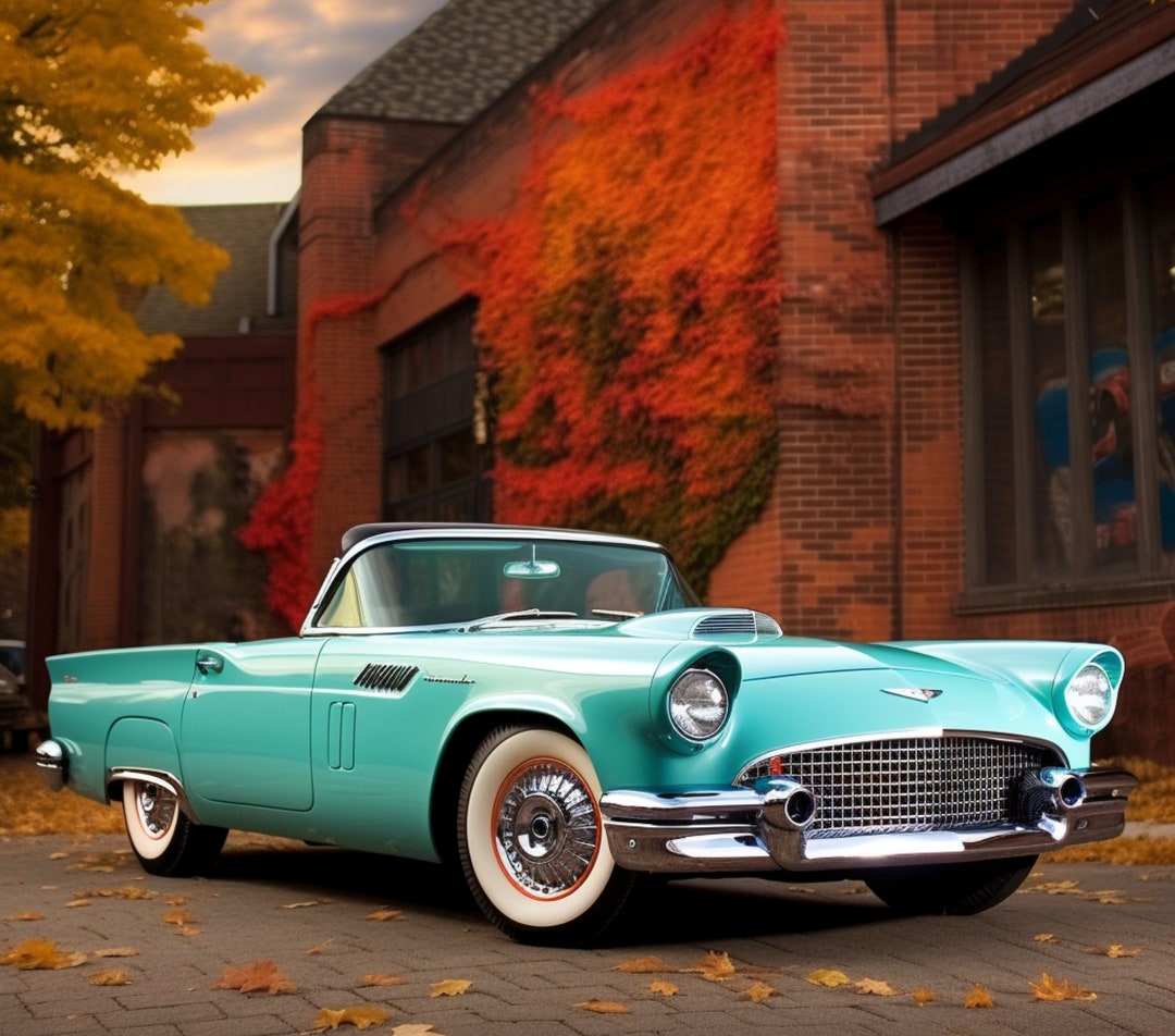Classic 1957 Powder Blue Ford Thunderbird Convertible 3D - Etsy