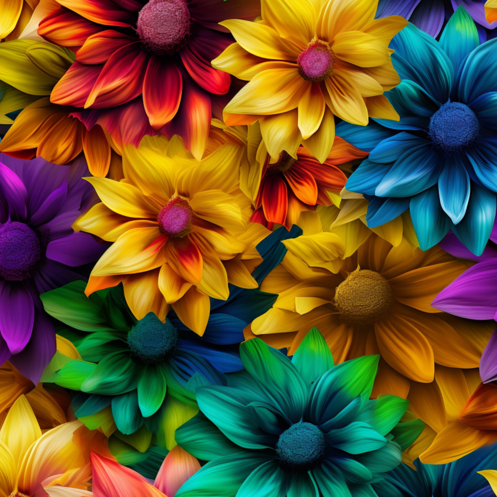 Psychedelic Hippy Tie Dye Sunflowers Pattern - 3D Sublimation 20 Oz ...