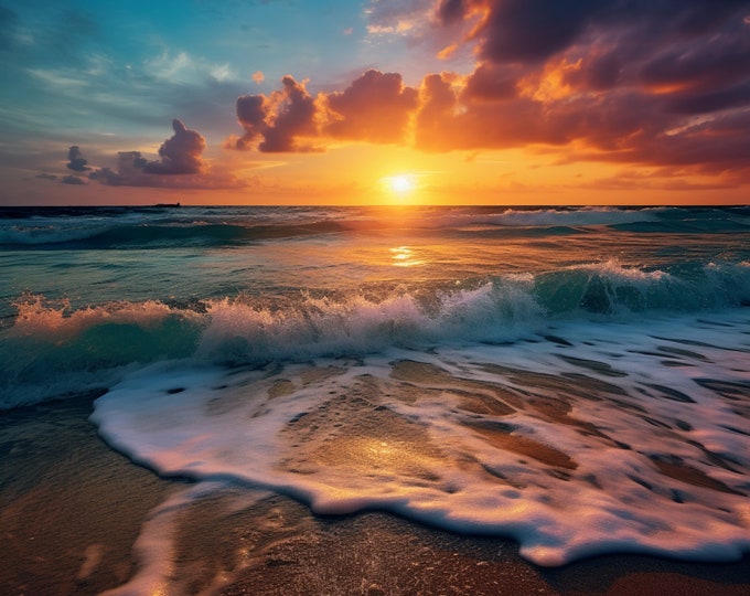 Beautiful Beach Sunset - 3D Sublimation 20 Oz Skinny Straight Tumbler Wrap - 300 DPI PNG ...