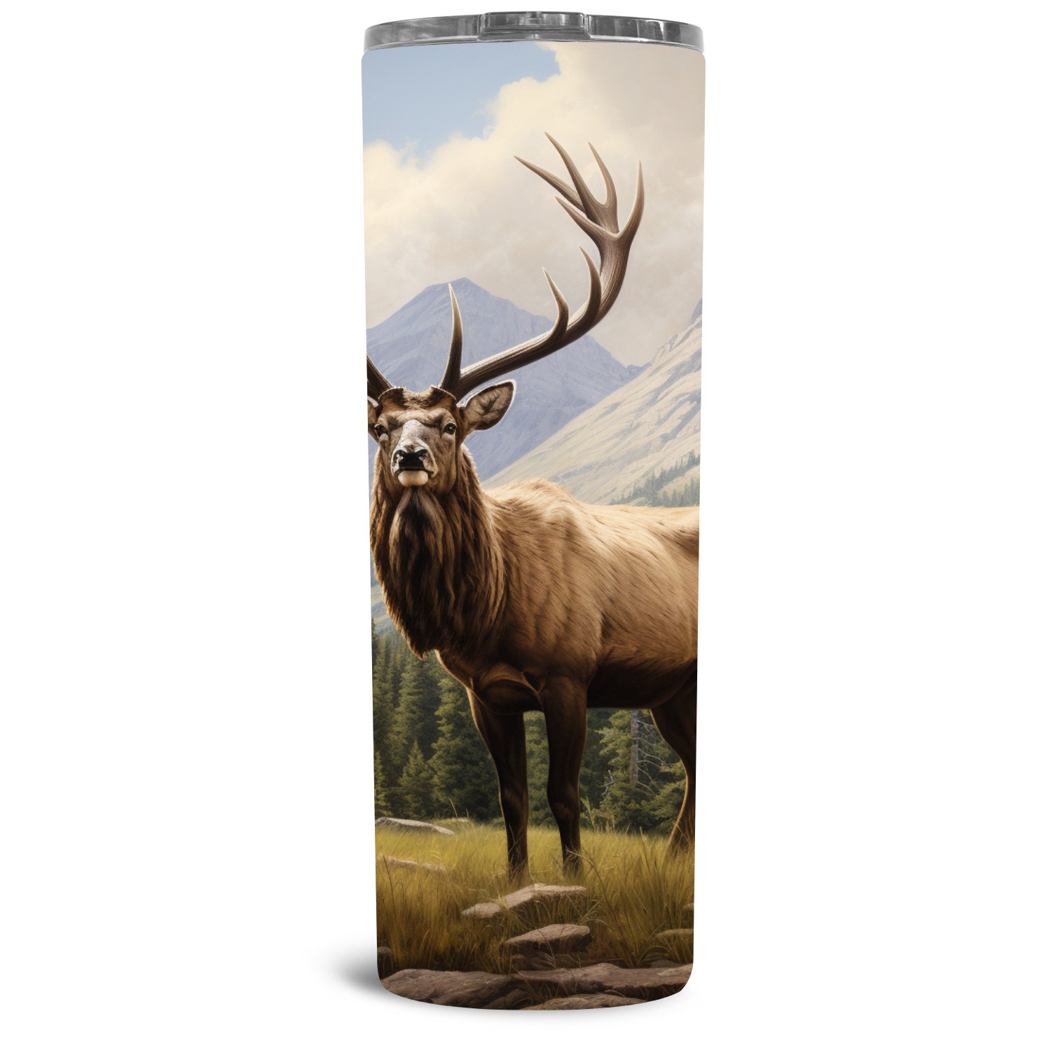 King of the Mountains Majestic Elk 3D Sublimation 20 Oz Skinny Straight ...