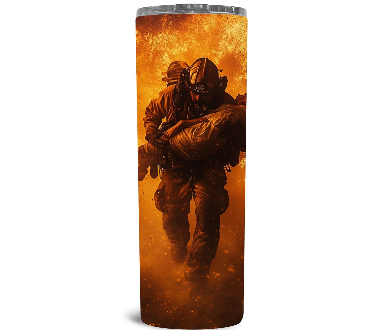 Firefighter Interior Crew Exiting Blazing Structure With Child 3D ...