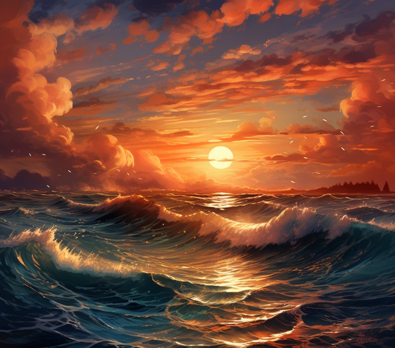 Sunset Out at Sea - 3D Sublimation 20 Oz Skinny Straight Tumbler Wrap ...