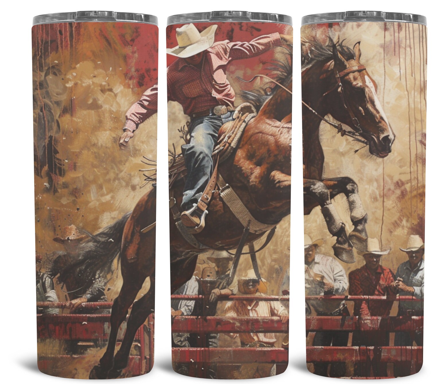 Cowboy and Rodeo Horse Jumping 3D Sublimation Skinny Straight Tumbler ...