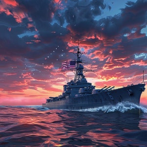 U.S. Navy Battleship Cruising Ocean During Sunset 3d Sublimation Skinny ...
