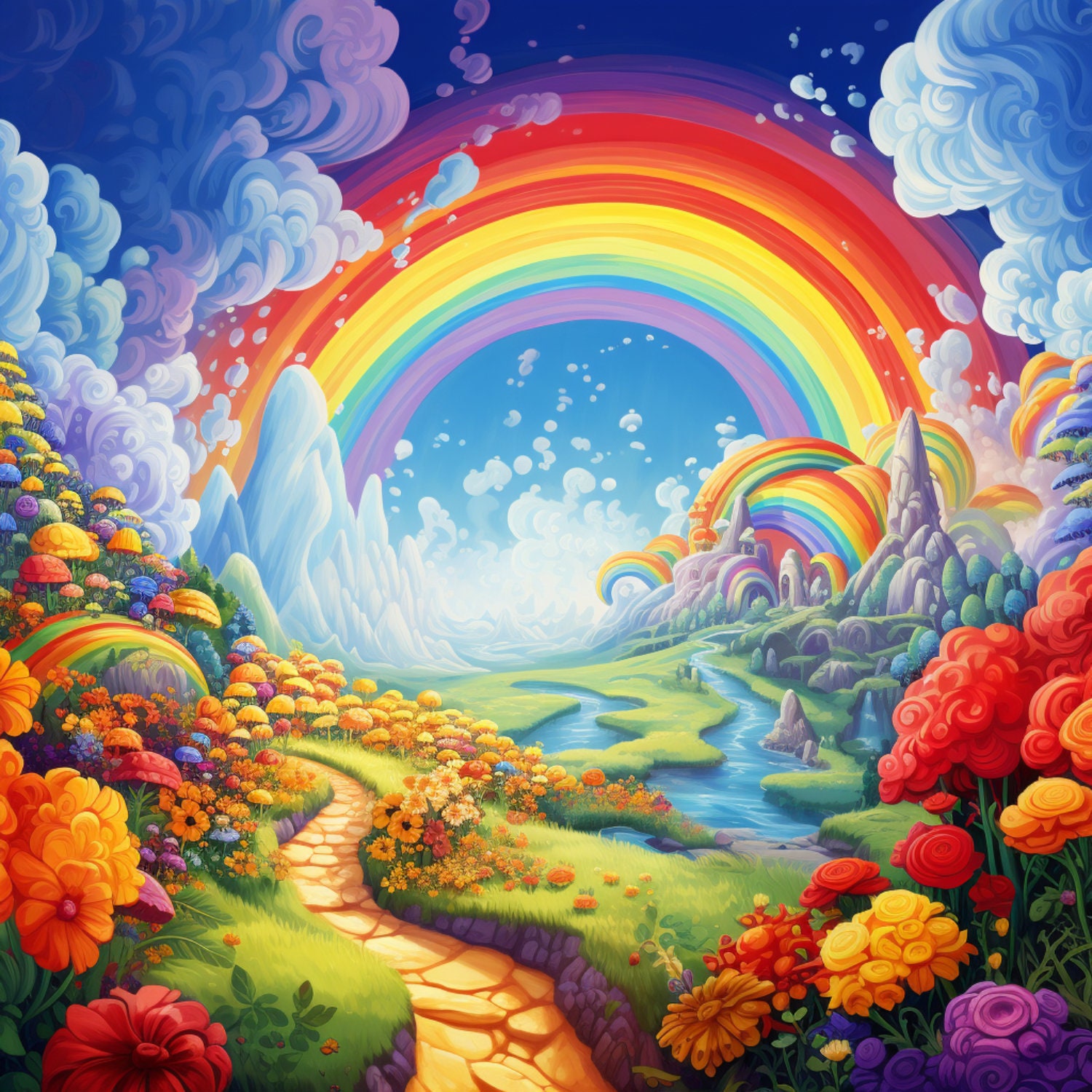 Rainbow Land Happy Place 3D Sublimation 20 Oz Skinny - Etsy