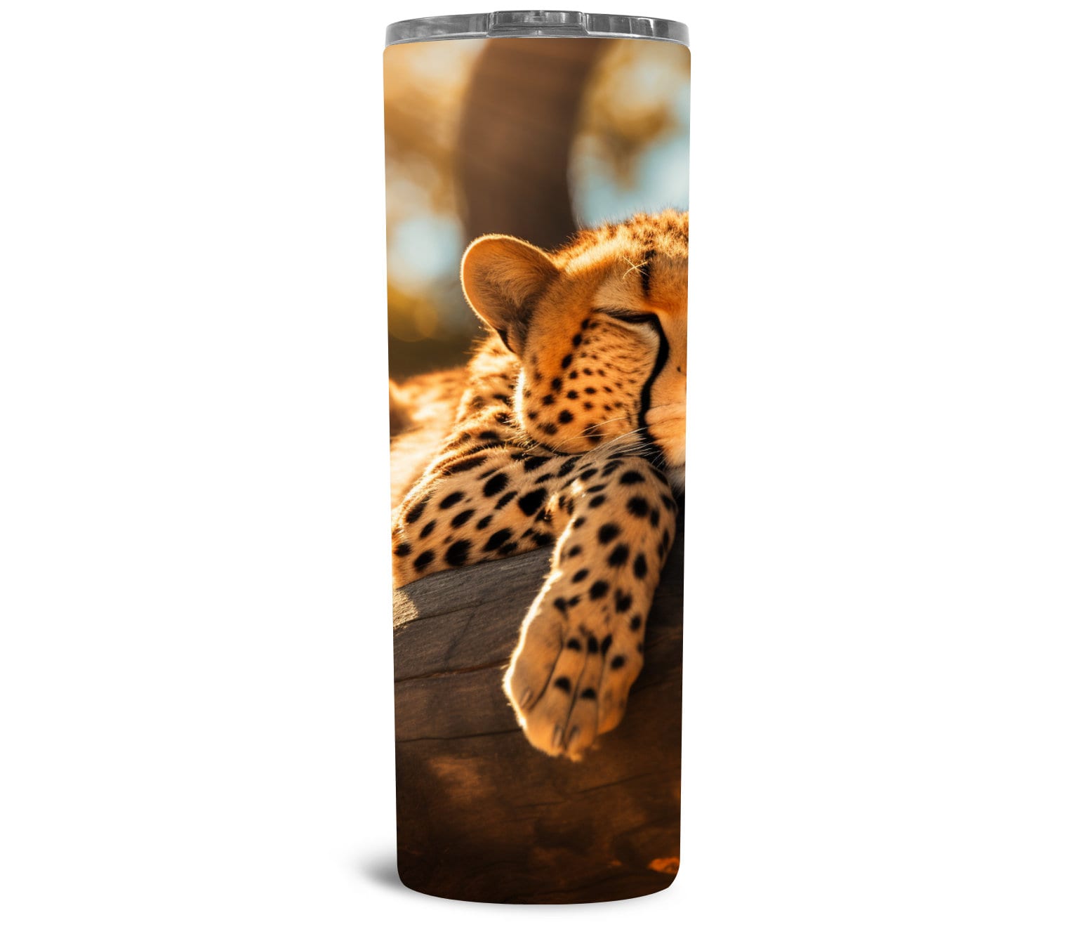Young Cheetah Napping in a Tree 3d Sublimation 20 Oz Skinny Straight ...