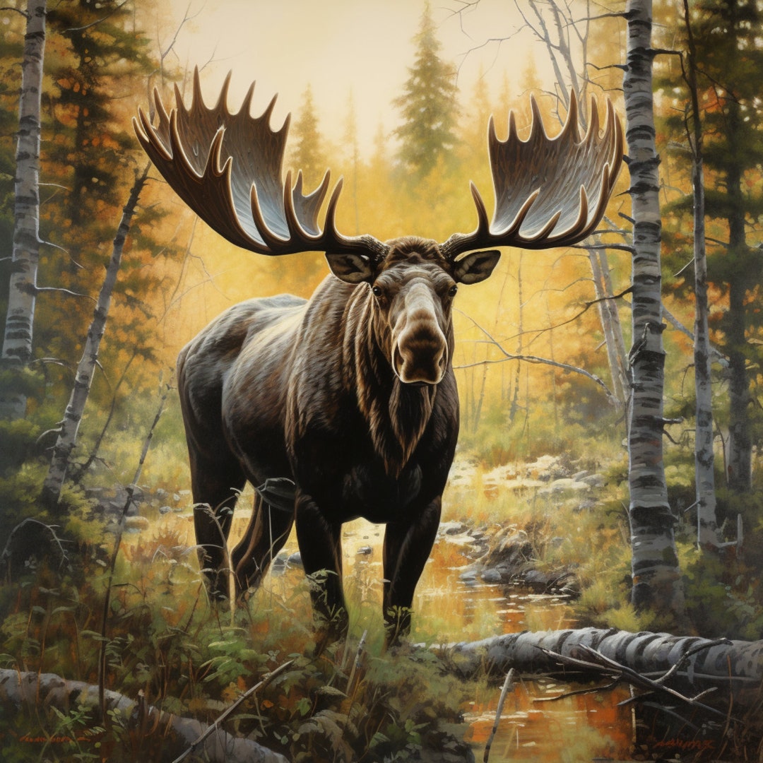 Large Bull Moose in the Forest - 3D Sublimation 20 Oz Skinny Straight ...