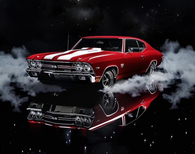 Classic Red With White Racing Stripes 1969 Chevelle Ss Smokey ...