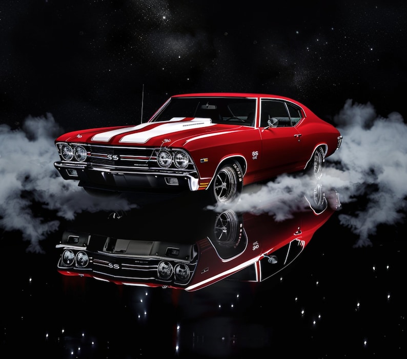 Classic Red With White Racing Stripes 1969 Chevelle Ss Smokey ...