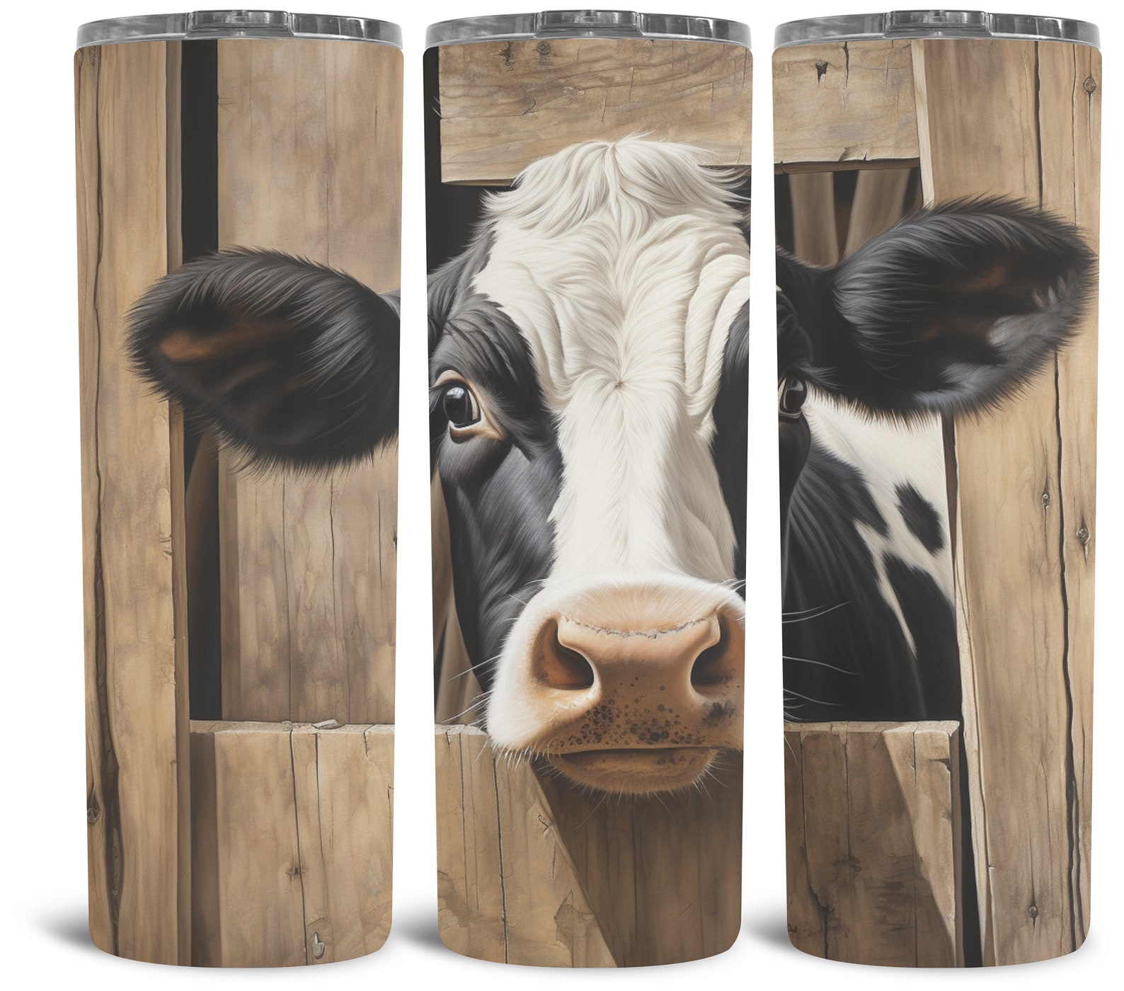 Holstein Dairy Cow With Head Through Fence - 3D Sublimation 20 Oz ...