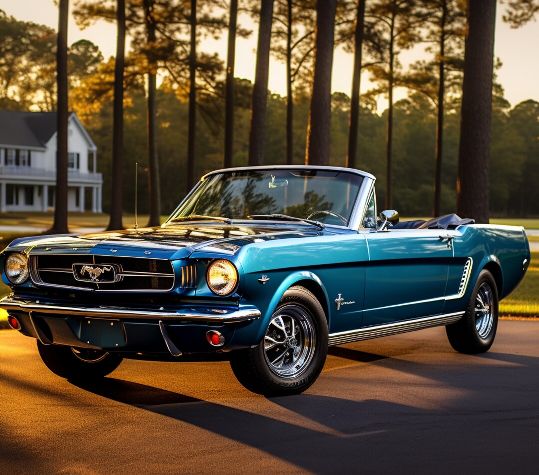 Classic 1965 Blue Ford Mustang Convertible - 3D Sublimation 20 Oz ...