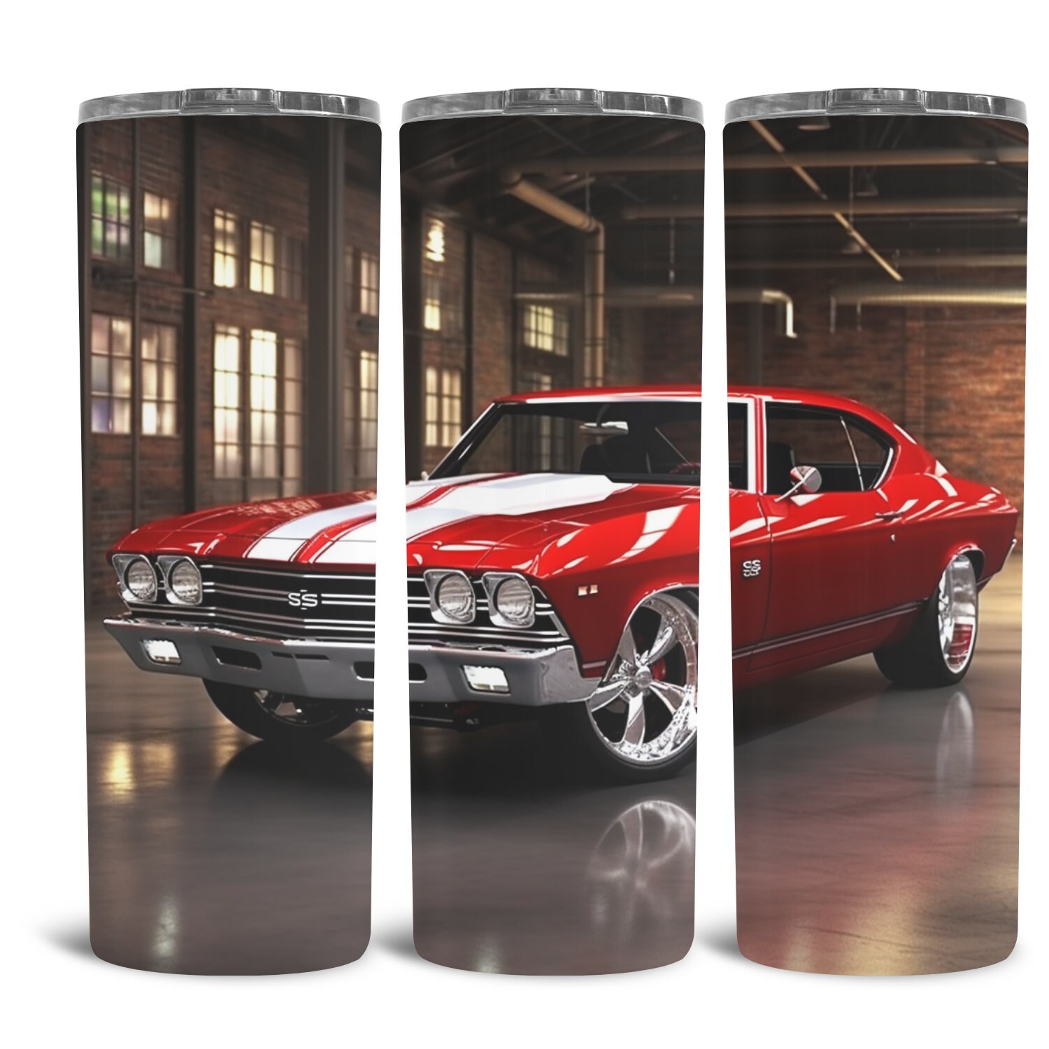 Classic Muscle Car 1969 Chevelle SS Red With White Stripes - 3D ...