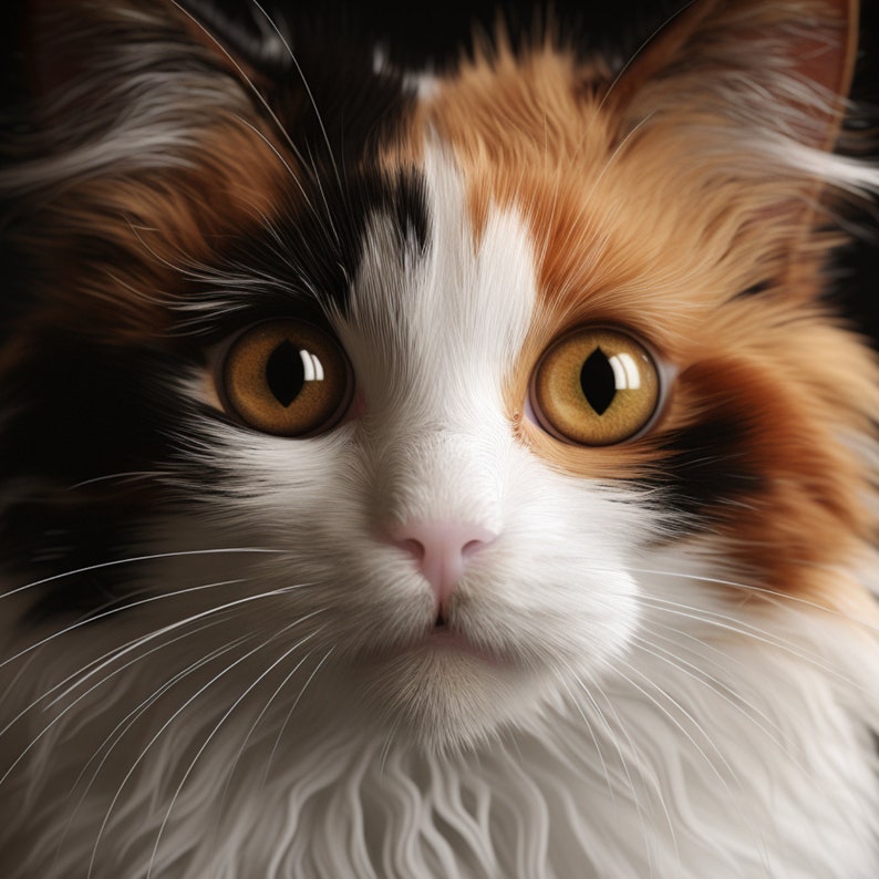 Adorable Fluffy Calico Cat Face Close up - 3D Sublimation 20 Oz Skinny ...