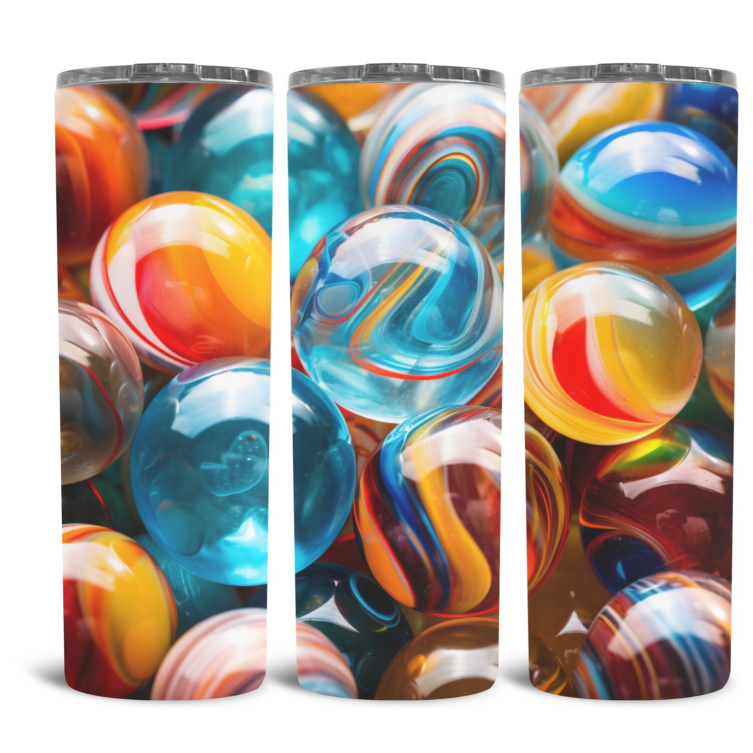 Vintage Glass Marbles Pattern - 3D Sublimation 20 Oz Skinny Straight ...