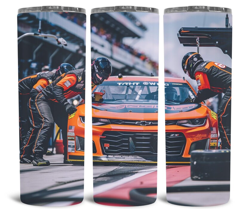 Race Car in the Pits With Pit Crew 3D Sublimation Skinny Straight ...