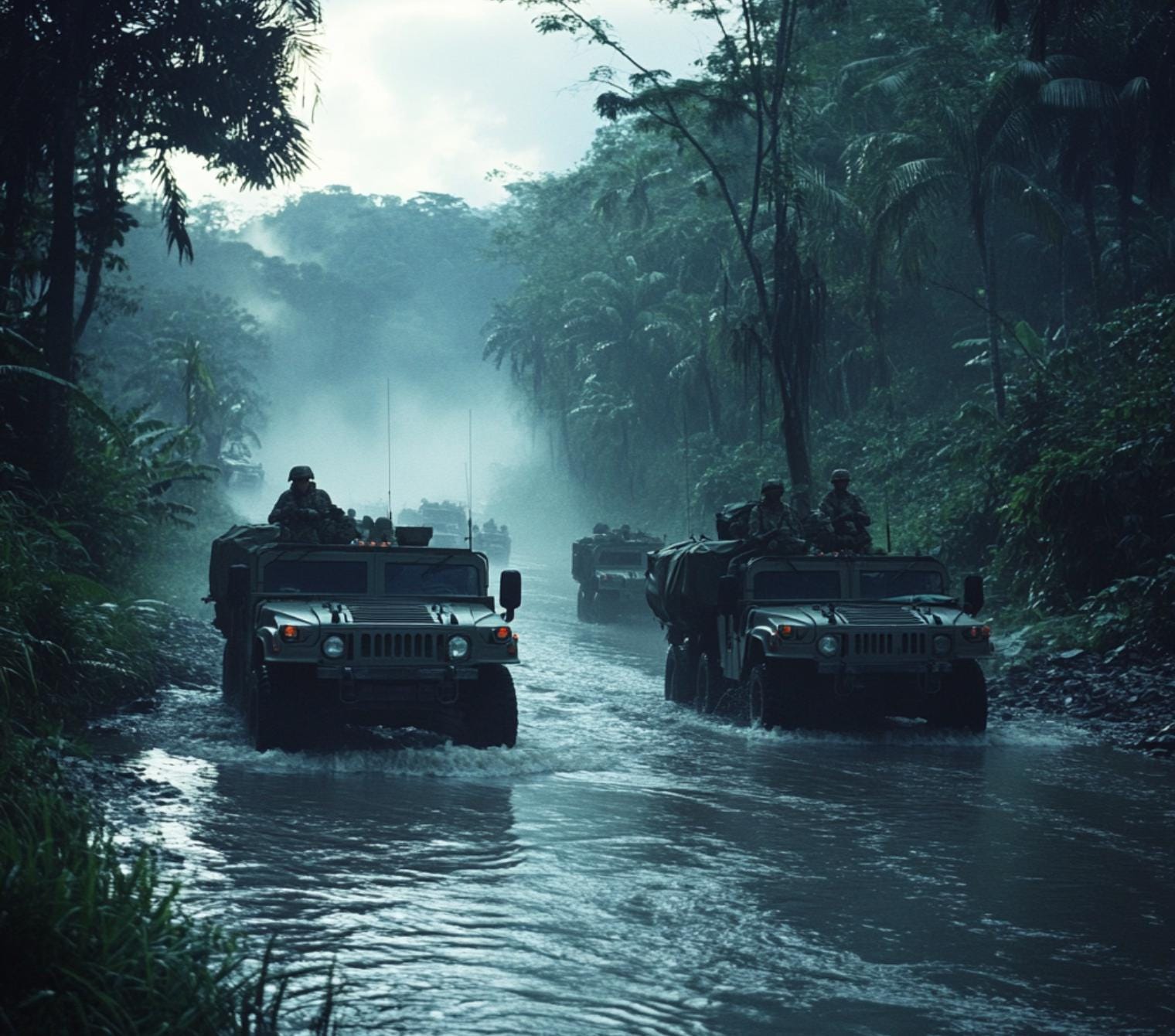 US Army Humvee Units Traveling a Jungle Stream 3D Sublimation 20oz Tall ...