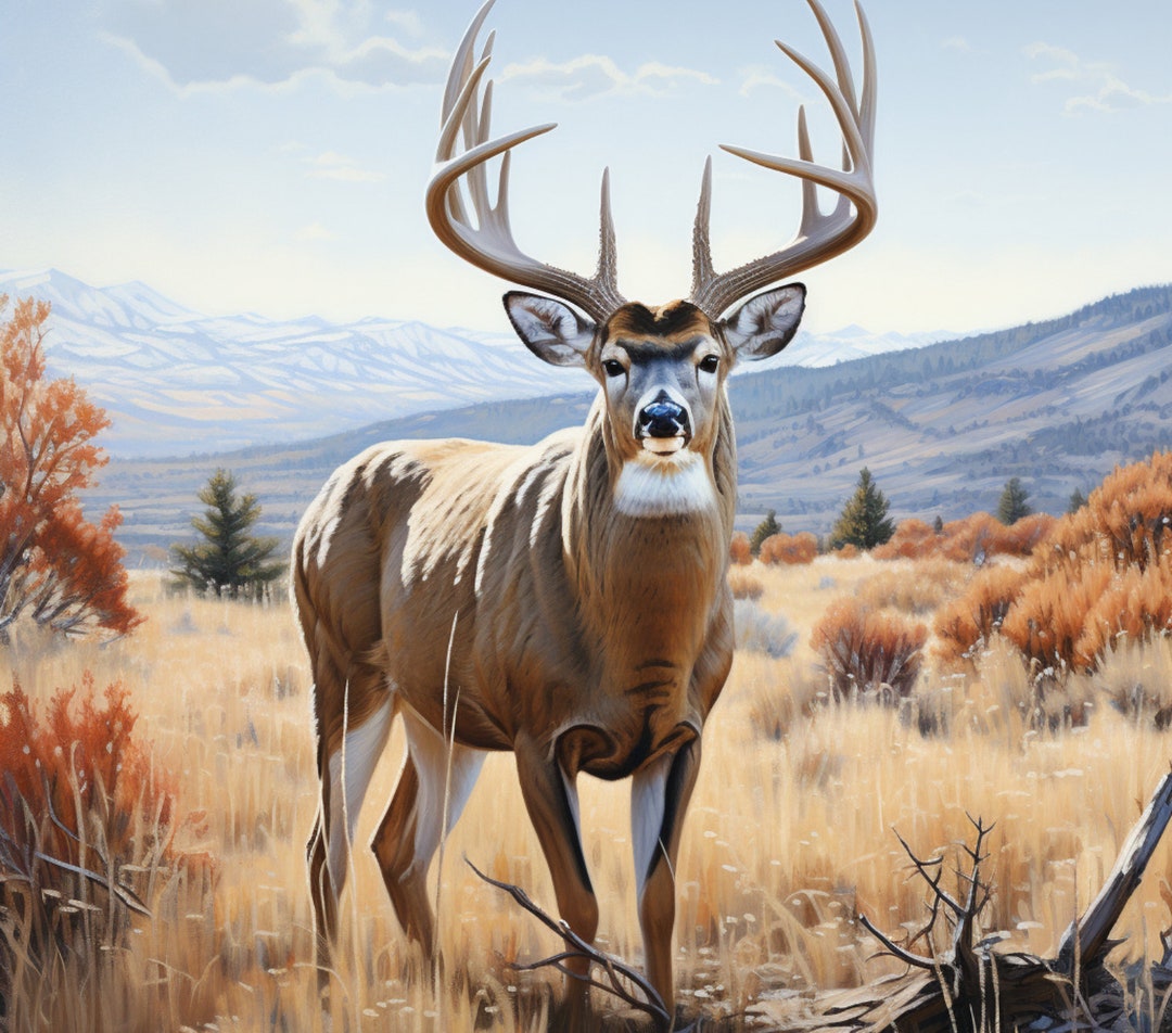 Huge Mule Deer Buck in Mountains - 3D Sublimation 20 Oz Skinny Straight ...