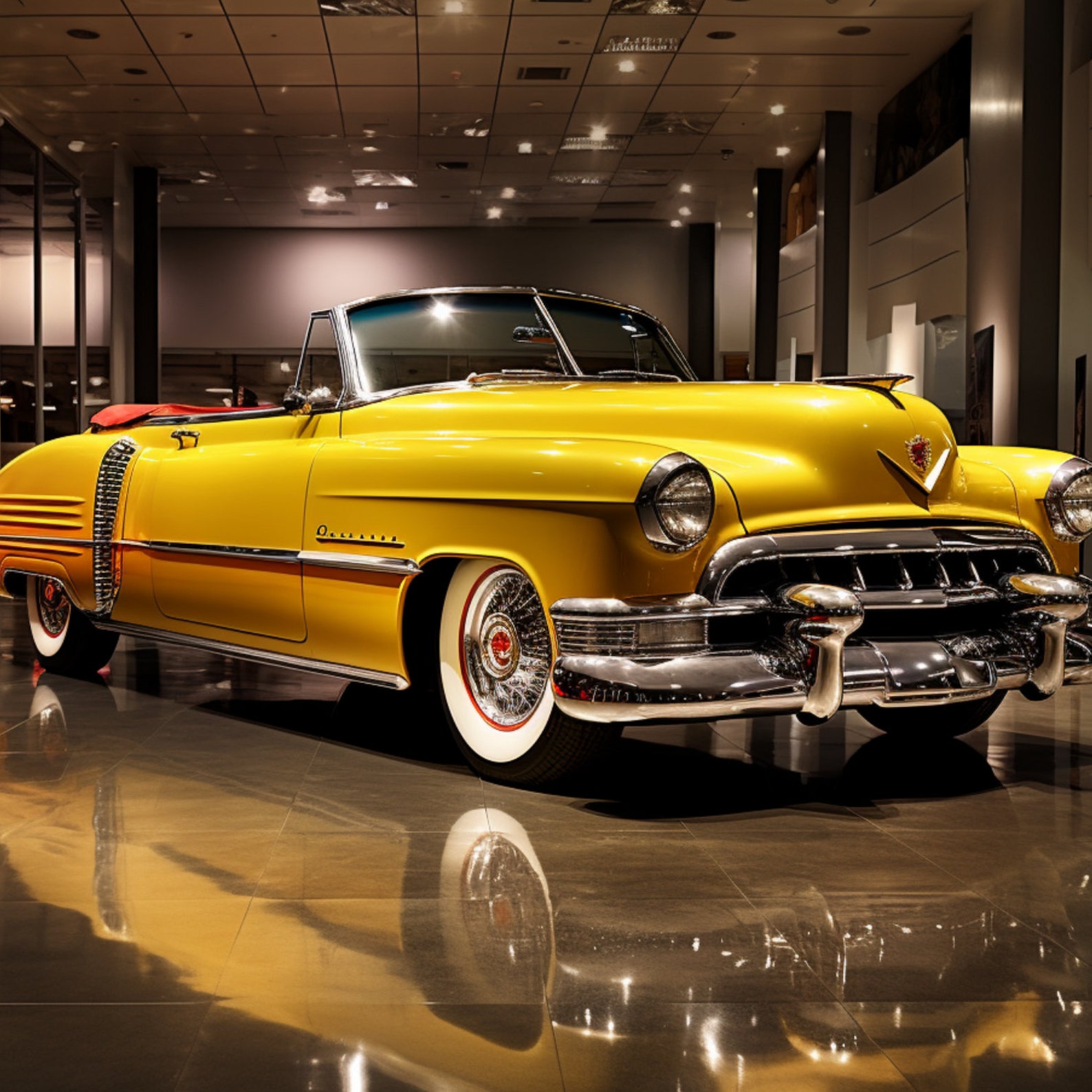 1955 Yellow Cadillac Eldorado Classic Convertible - 3D Sublimation 20oz ...