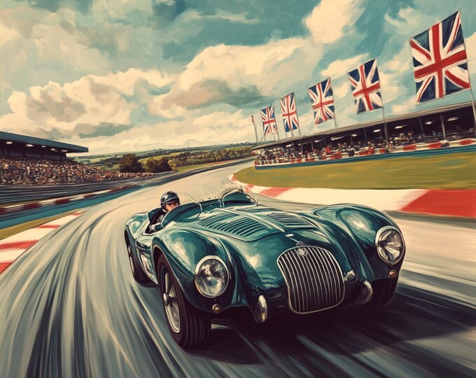 Classic British Racer 1950 Allard J2 on British Speedway 3D Sublimation ...