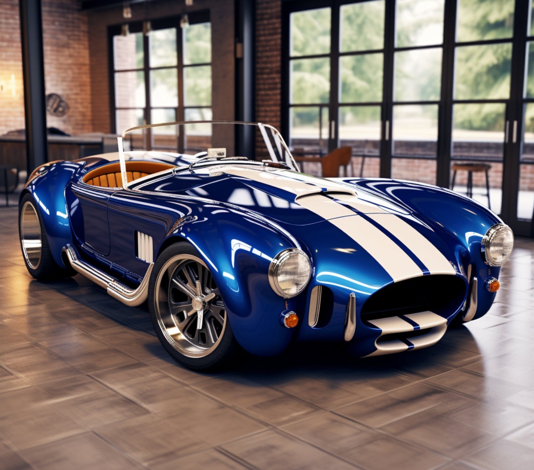 Vintage 1966 Blue Ford Shelby Cobra With White Stripes - 3D Sublimation ...