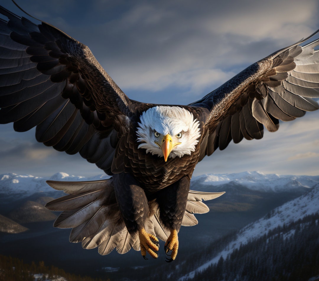 Majestic Bald Eagle Soaring Over Mountain Range - 3D Sublimation 20 Oz ...