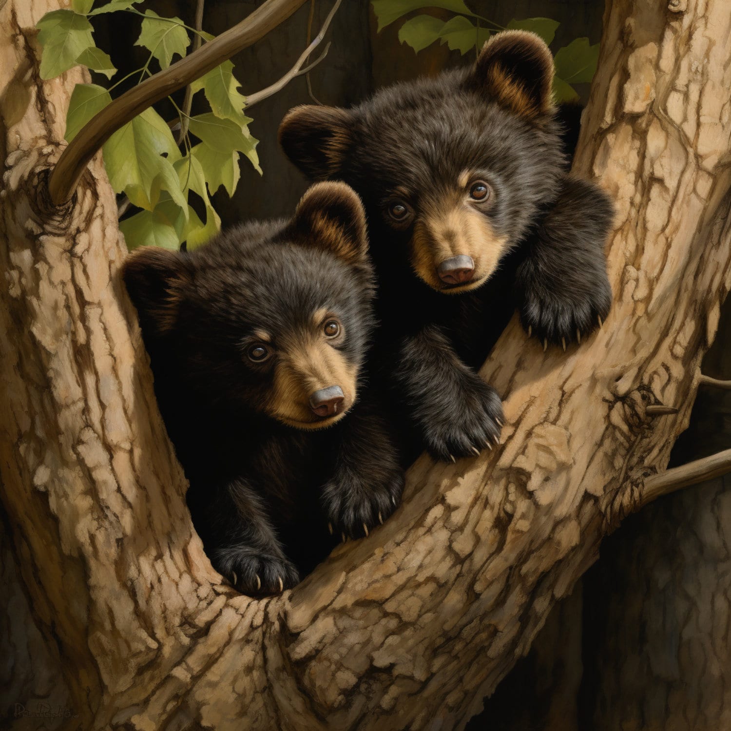 Pair of Black Bear Cubs in Tree - 3D Sublimation 20 Oz Skinny Straight ...
