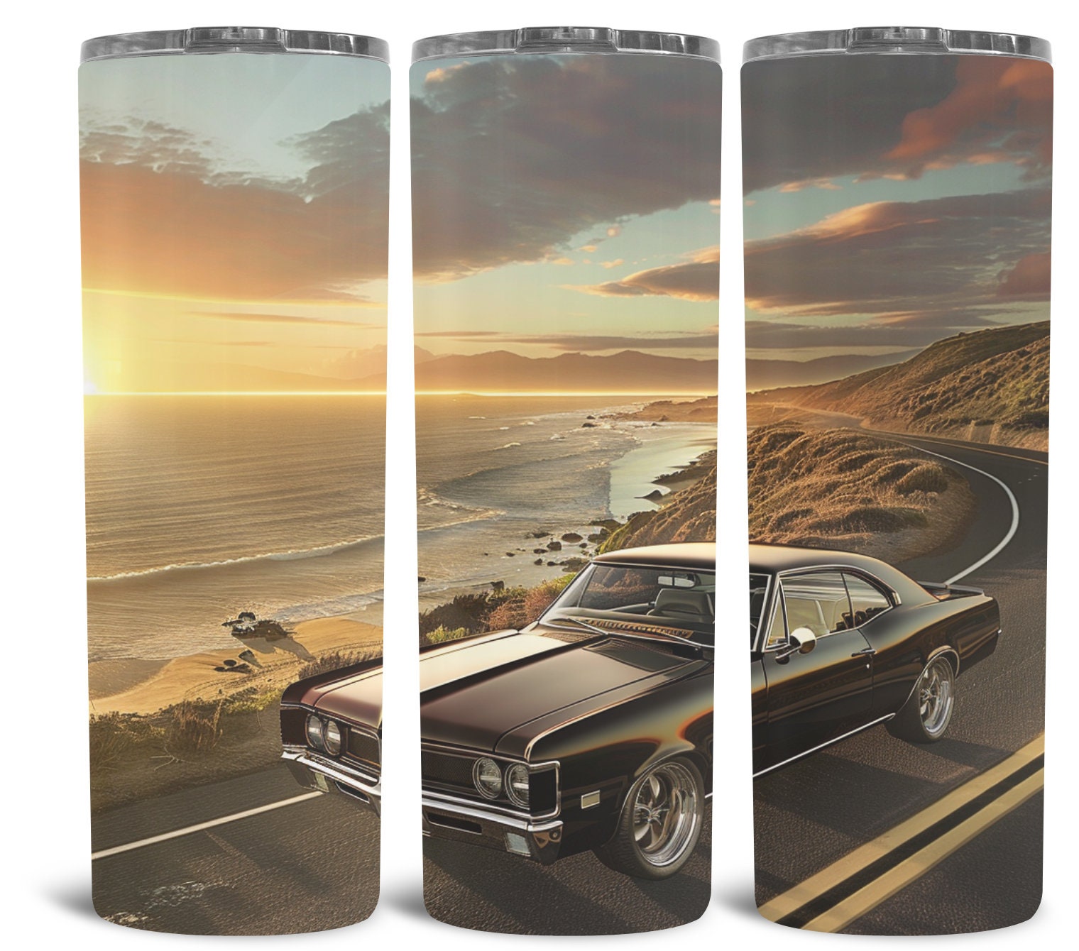 Classic 1967 Black Gto on a Ocean View Drive 3D Sublimation Skinny ...