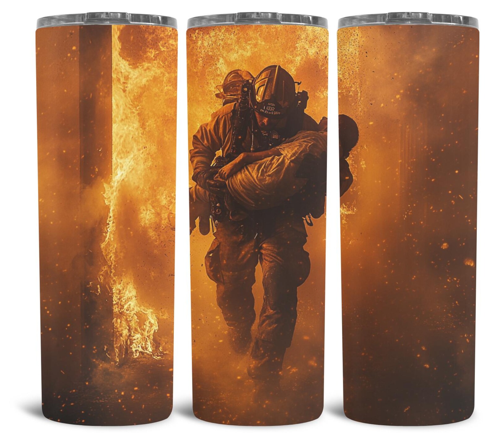 Firefighter Interior Crew Exiting Blazing Structure With Child 3D ...