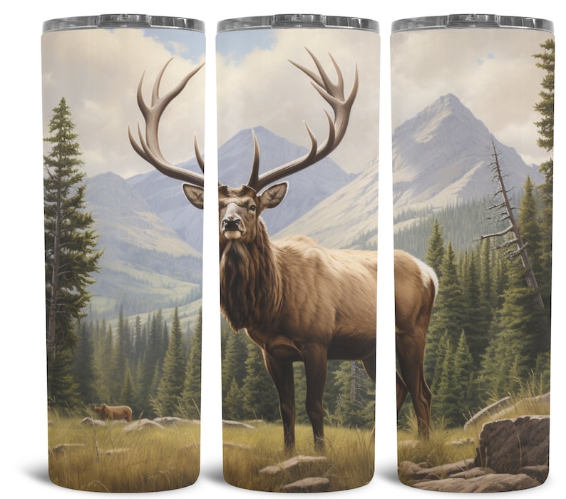 King of the Mountains Majestic Elk - 3D Sublimation 20 Oz Skinny ...