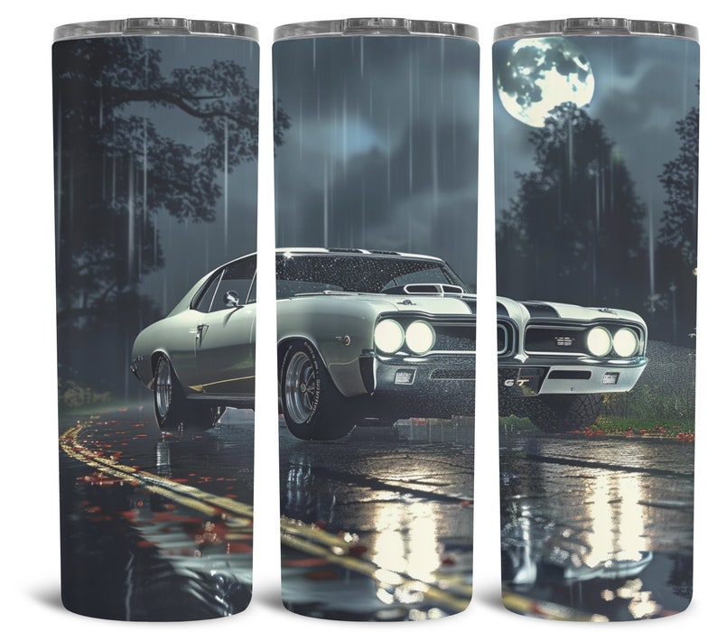 Classic 1967 Silver Gto Rainey Drive Under A Full Moon 3D Sublimation ...