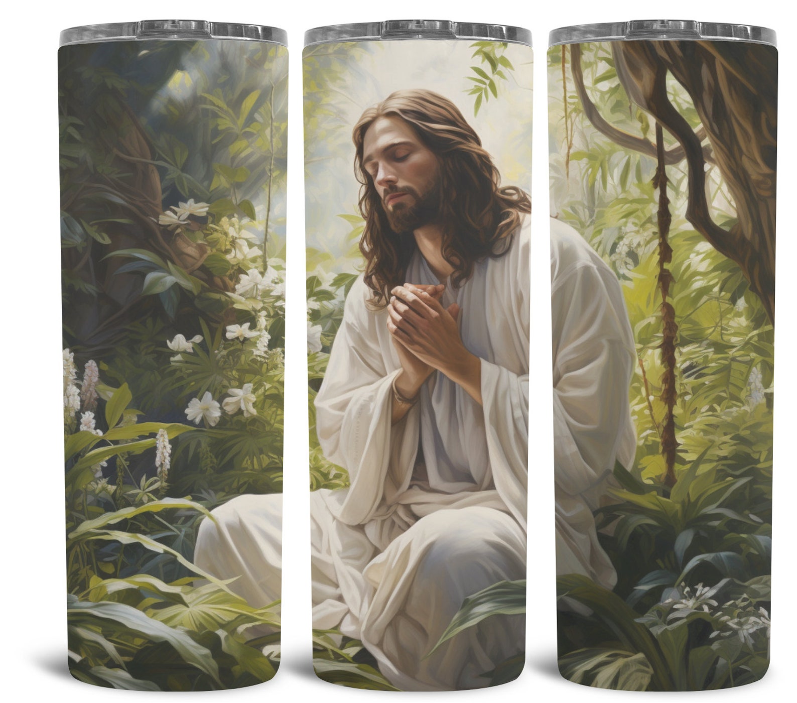 Jesus Christ Praying Secluded Space - 3D Sublimation20 Oz Skinny ...