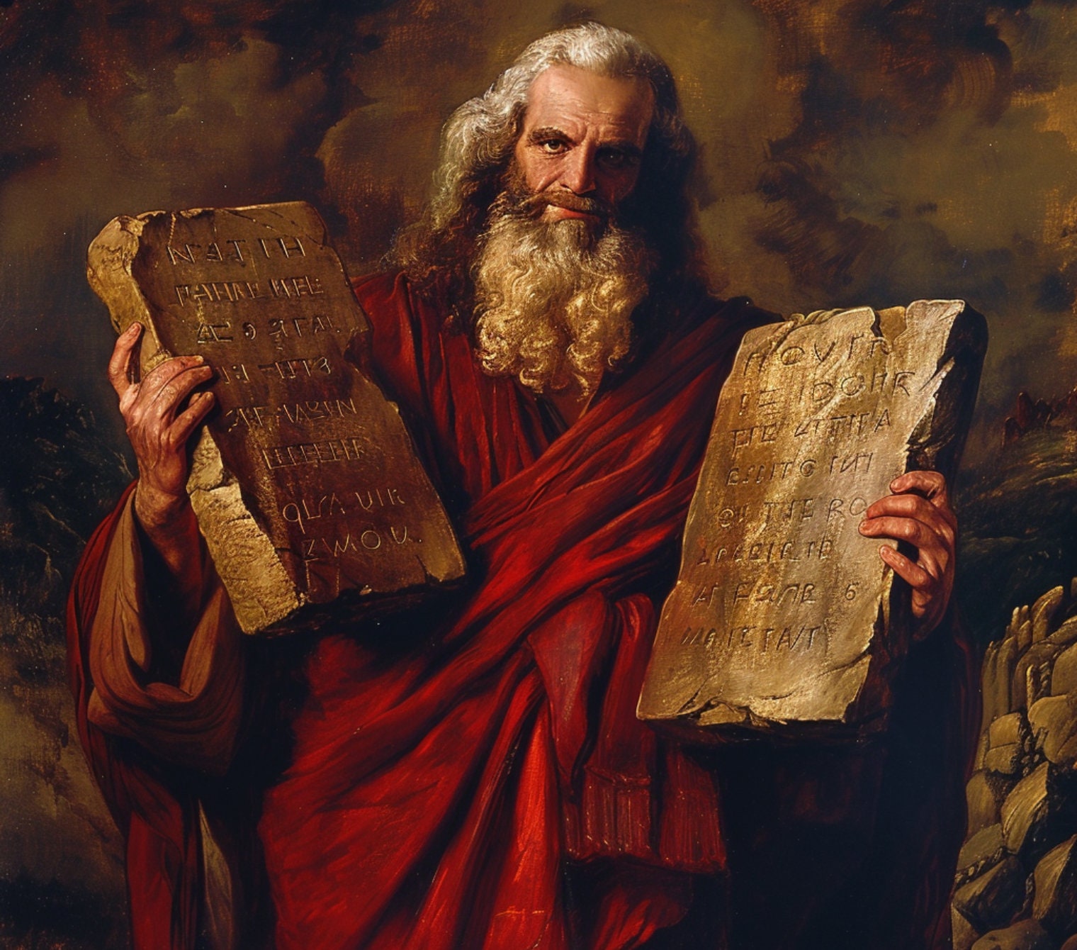 Biblical Moses Holding the Ten Commandment Stone Tablets 3d Sublimation ...