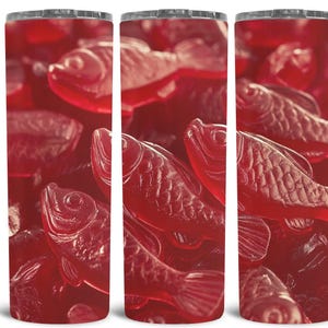Red Gummy Fish up Close Sweetness 3D Sublimation Skinny Straight ...