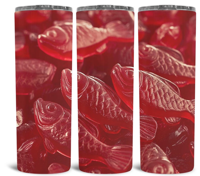Red Gummy Fish up Close Sweetness 3D Sublimation Skinny Straight ...