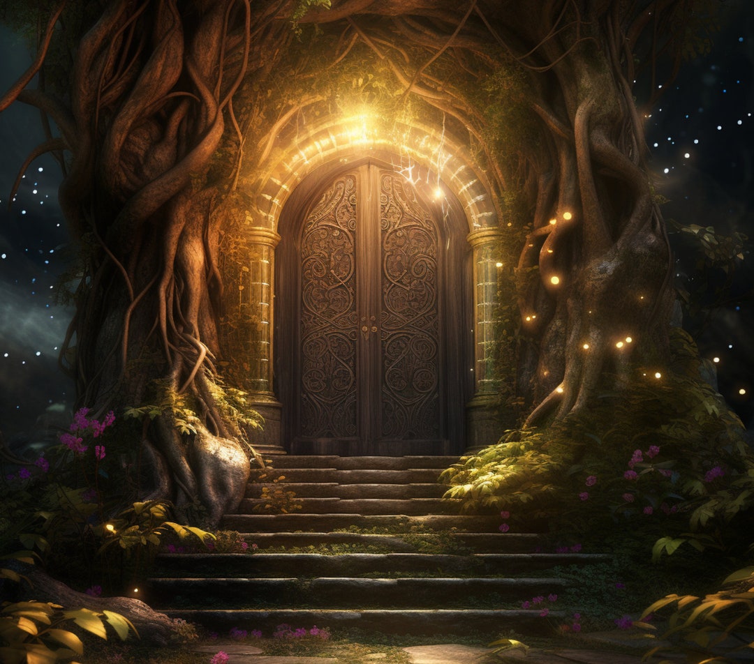 Magical Elven Door in Tree - 3D Sublimation 20 Oz Skinny Straight ...