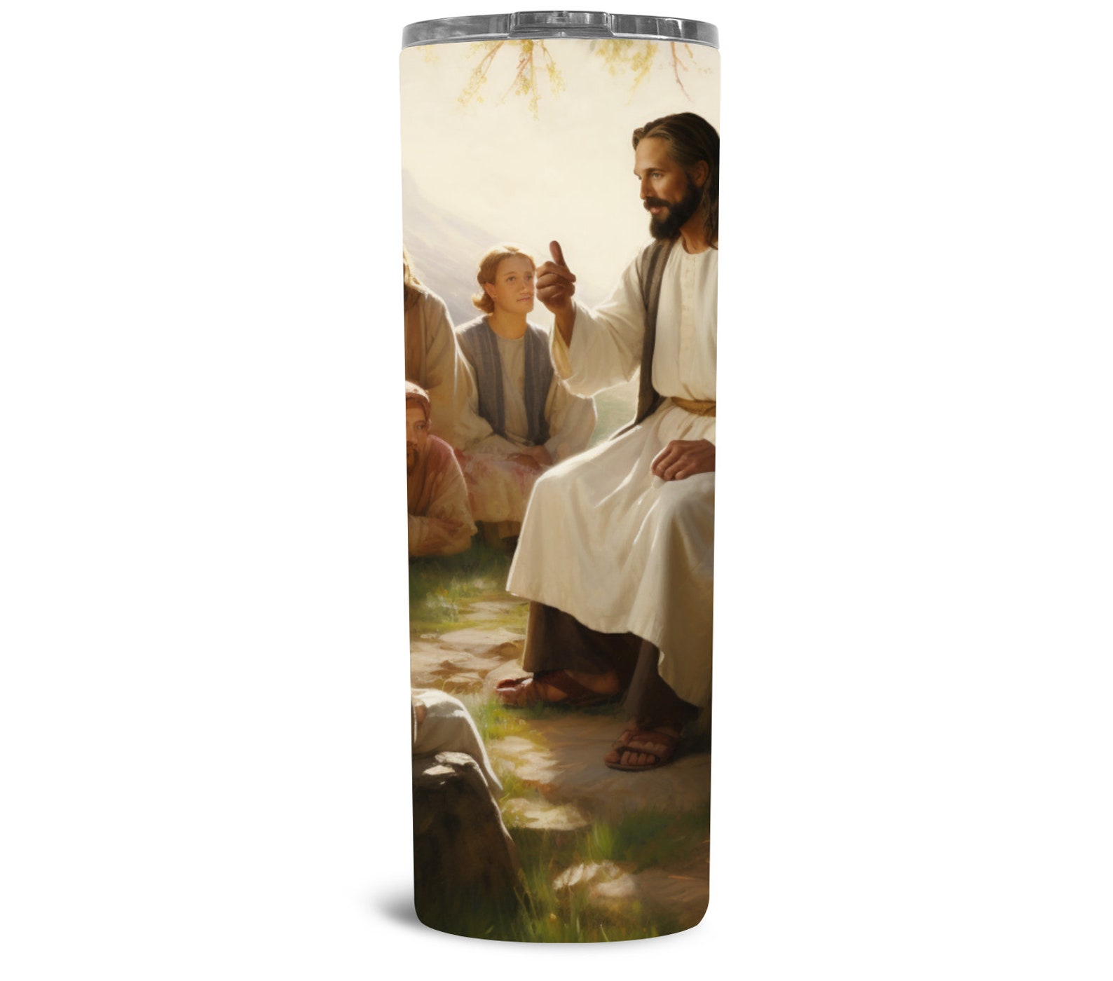 Jesus Christ Preaching in Countryside - 3D Sublimation 20 Oz Skinny ...