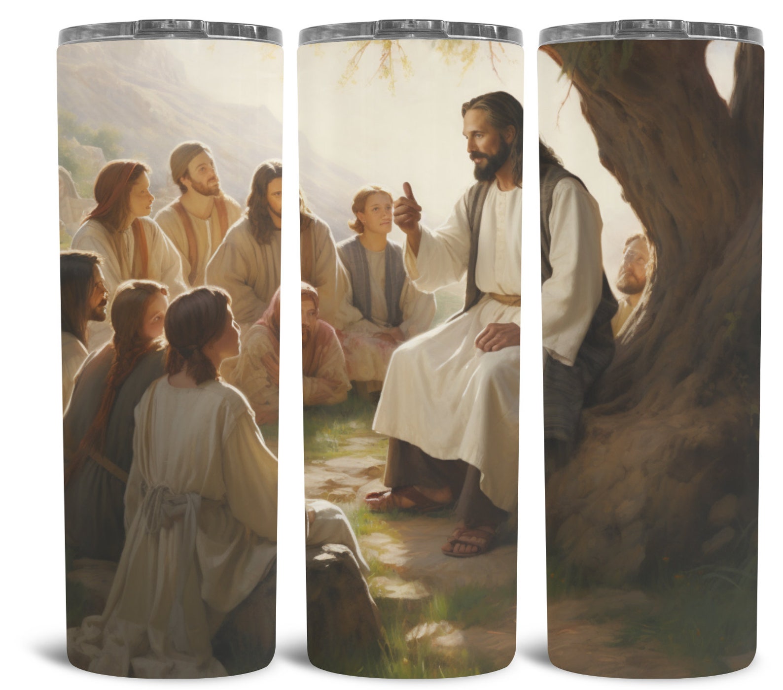 Jesus Christ Preaching in Countryside - 3D Sublimation 20 Oz Skinny ...