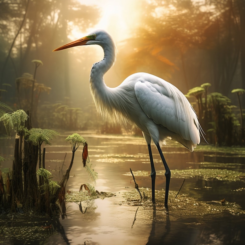 White Crane in Louisianna Swamp Tumbler Wrap - 3D Sublimation 20 Oz ...