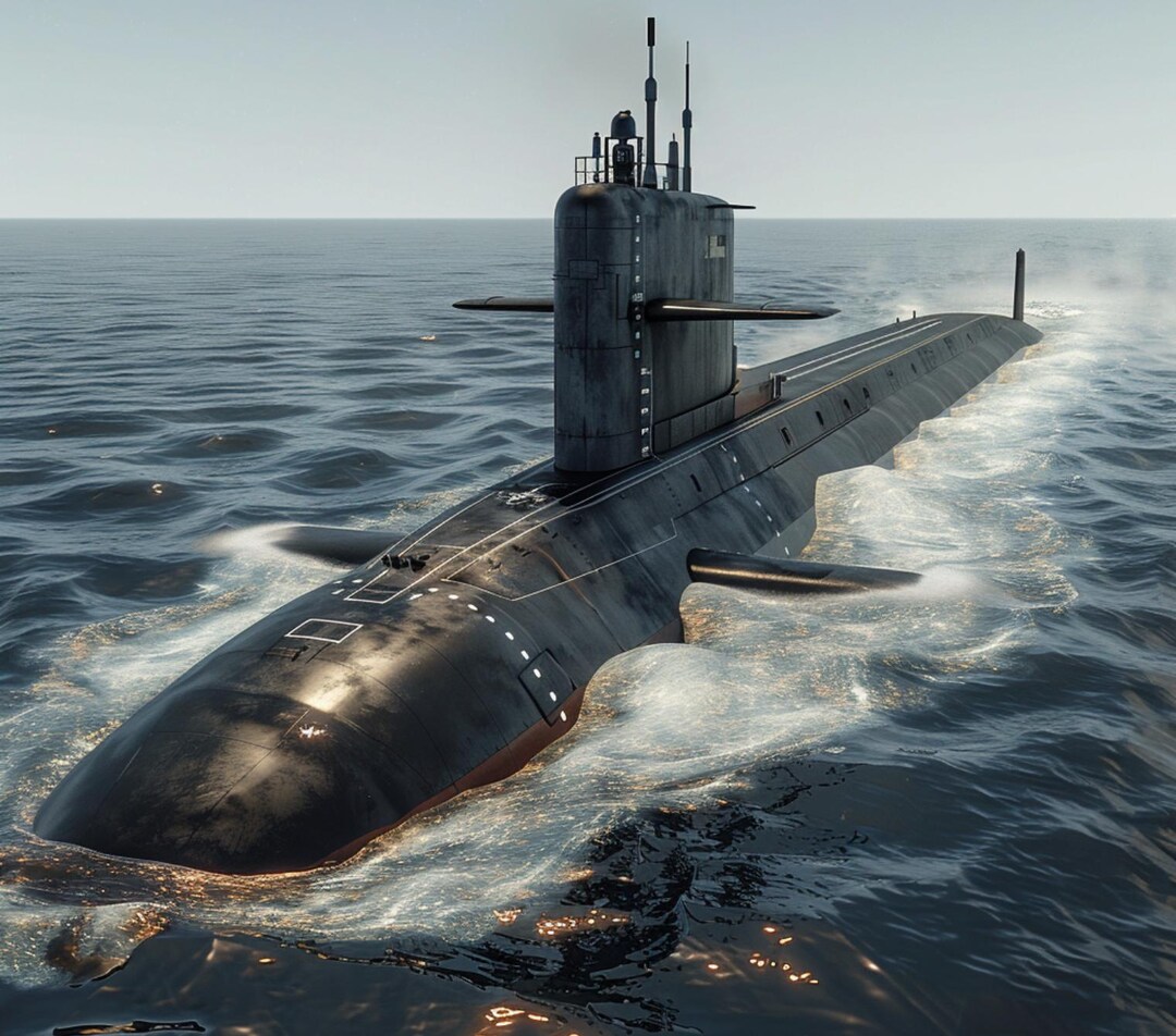 US Navy Submarine Cruising the Surface in Open Ocean 3D Sublimation ...