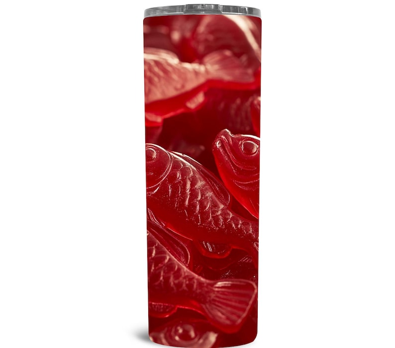 Red Gummy Fish up Close Sweetness 3D Sublimation Skinny Straight ...