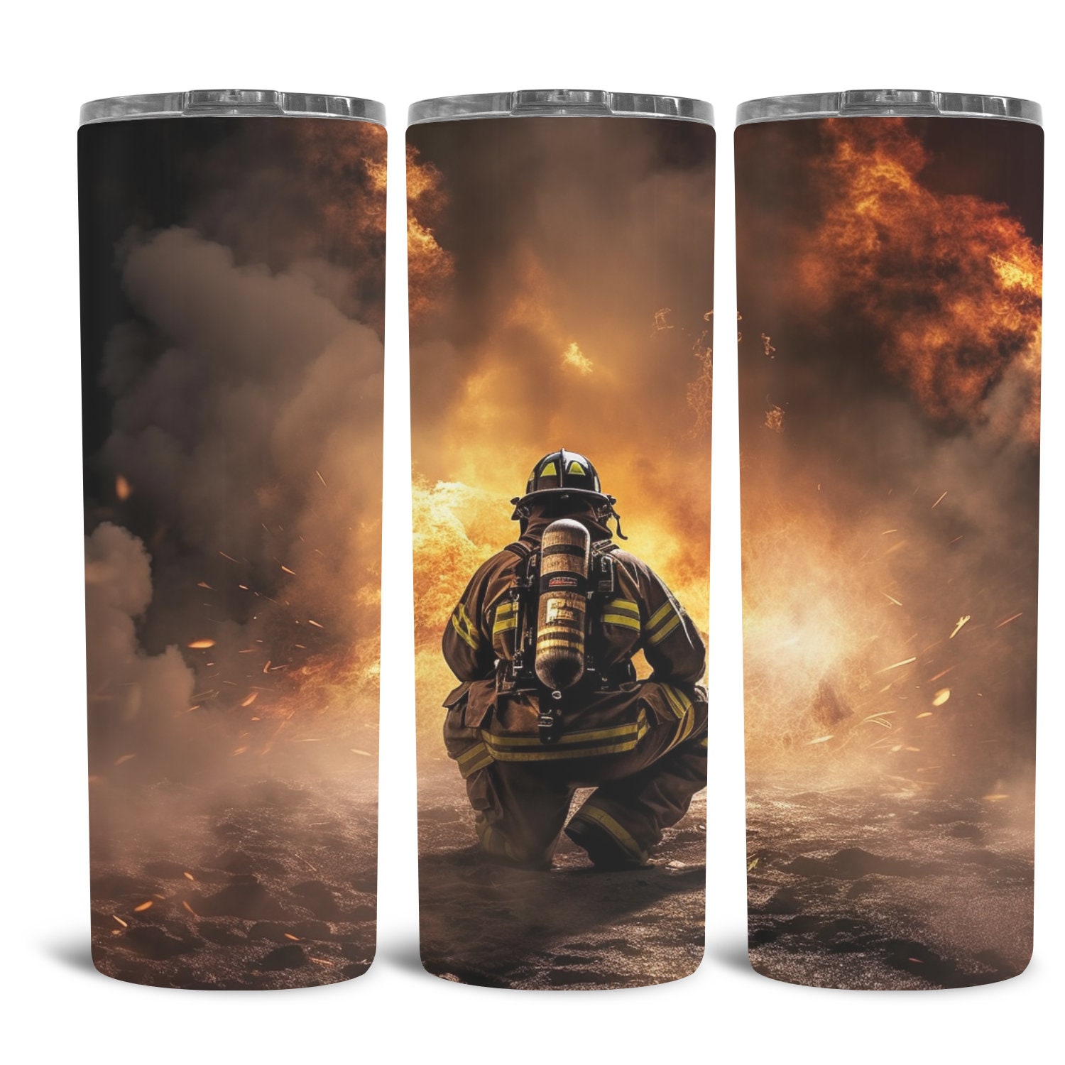 Firefighter Into the Fire - 3D Sublimation 20 Oz Skinny Straight ...