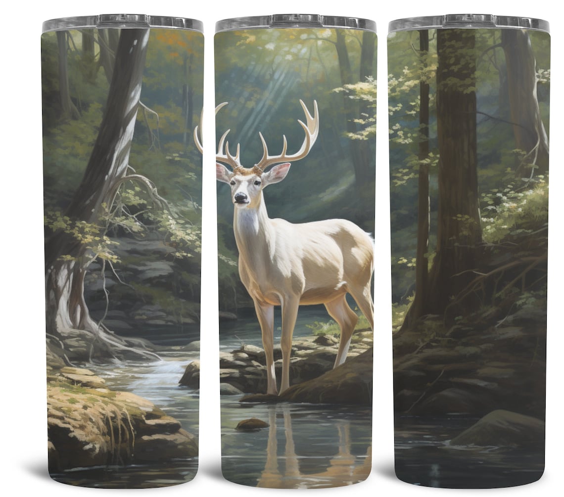 Infamous Ghost Deer Large Albino Whitetail Deer in Forest Setting - 3D ...